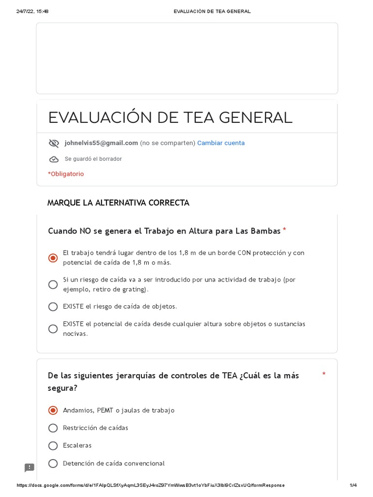 EVALUACIÓN DE TEA GENERAL | PDF