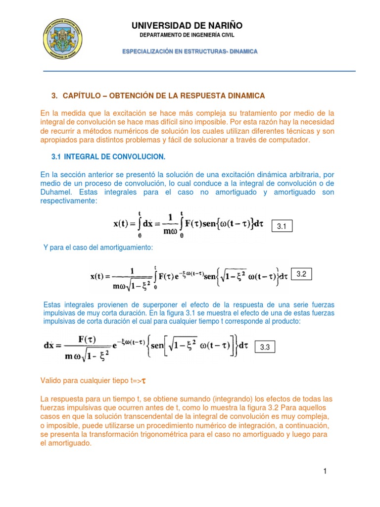 Métodos Numéricos en Dinámica Estructural | PDF | Ecuaciones | Aceleración