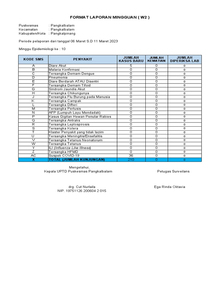 Format Lap Mingguan 2022 - w2 (New) | PDF