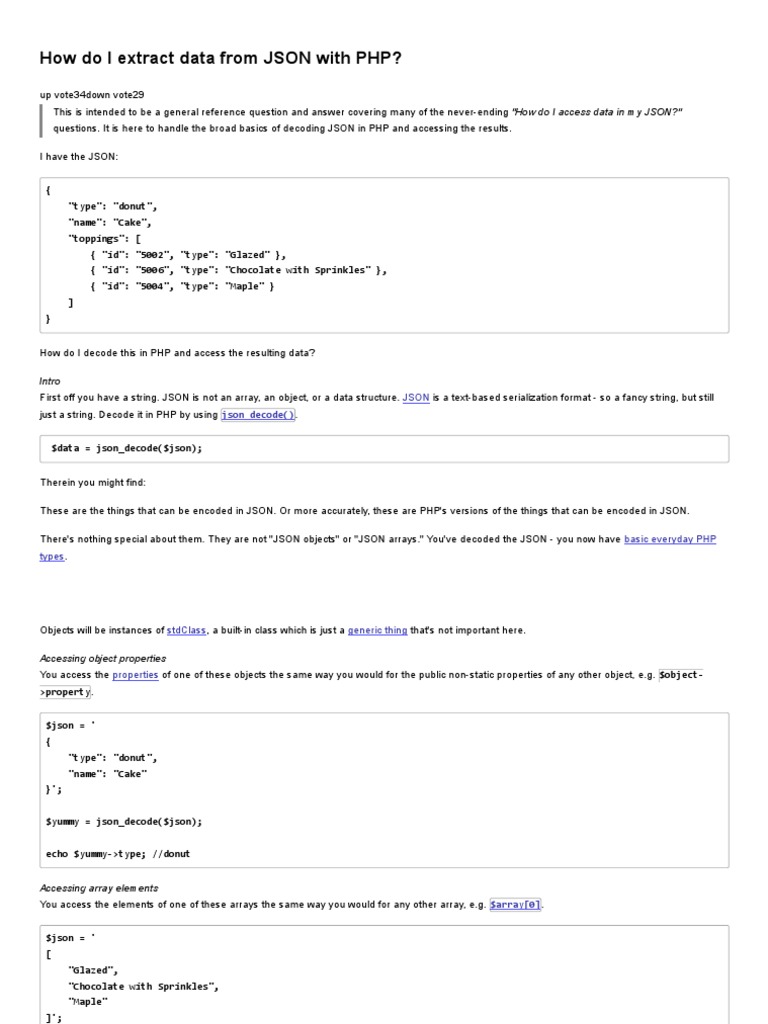 How Do I Extract Data From Json With Php Stack Overflow Pdf 
