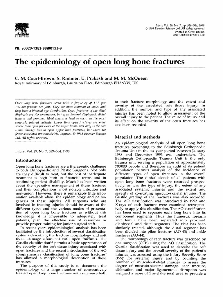 The Epidemiology of Open Long Bone Fractures | PDF | Injury ...