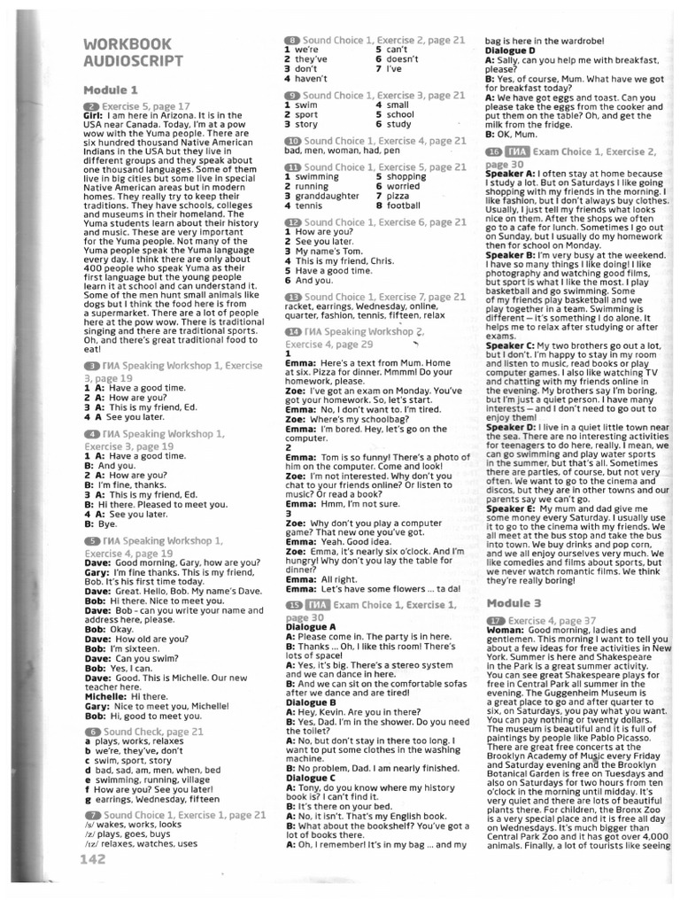 337 - 6 - Choices. Elementary. Workbook - 2013-Audioscript | PDF