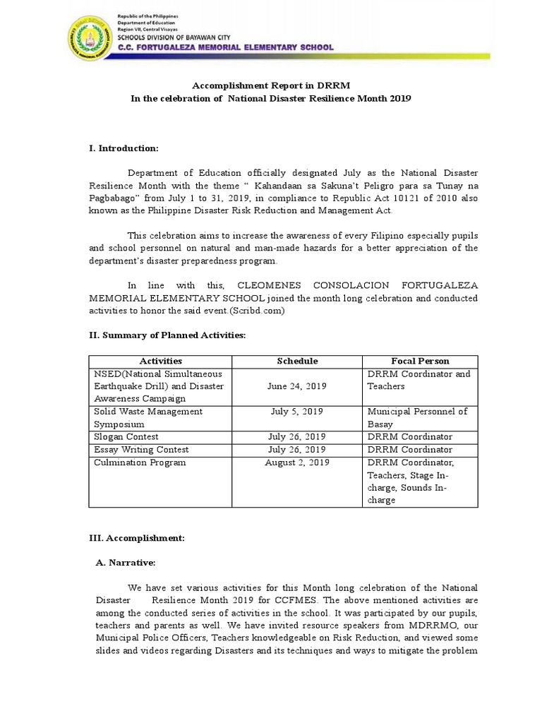 DRRM Accomplishment Report | PDF