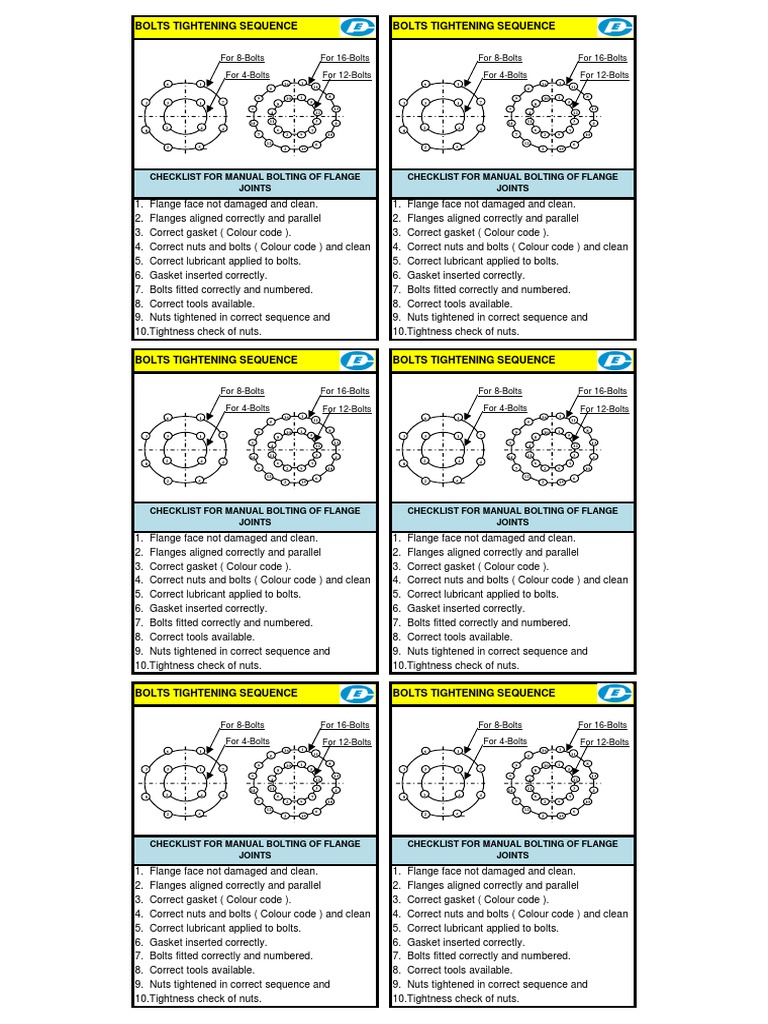 Bolts Tightening Sequence | PDF