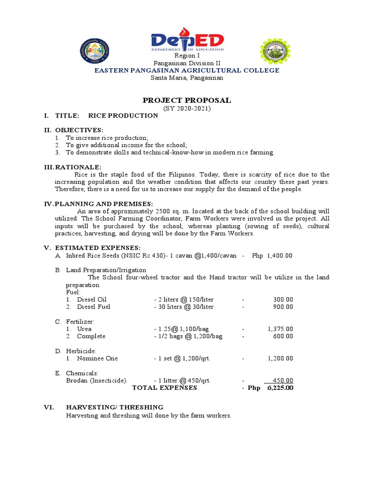 Project Proposal For RICE Production | PDF | Rice | Agriculture
