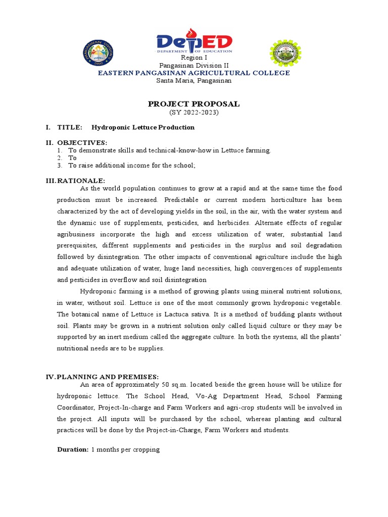 Project Proposal Hydroponics | PDF | Hydroponics | Agriculture
