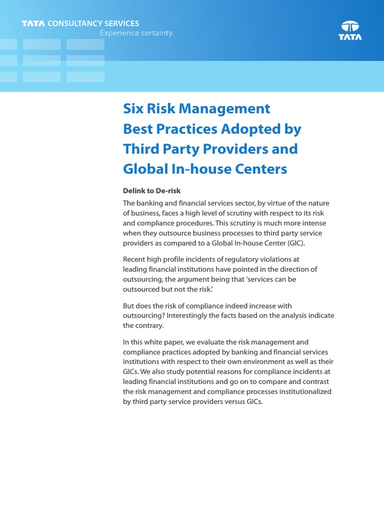 Risk Management in Banking: Best Practices | PDF | Outsourcing | Risk ...