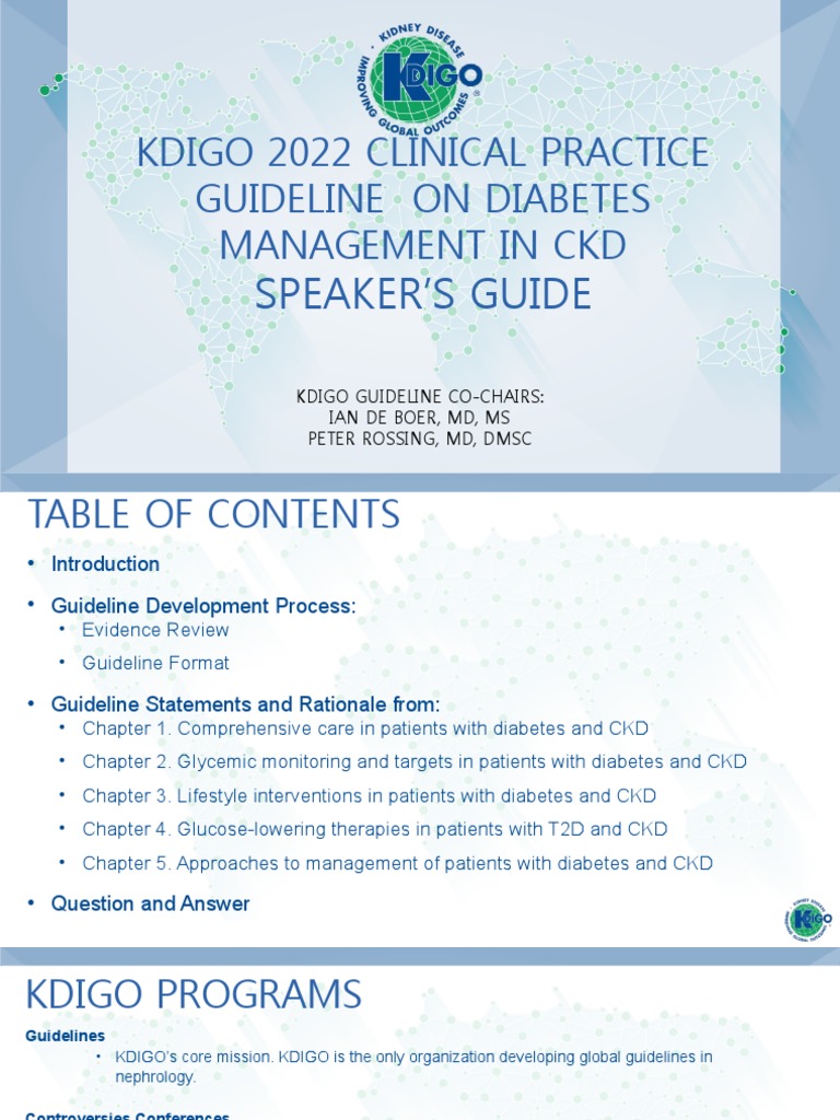 KDIGO Diabetes 2022 Guideline Slide Set | PDF | Chronic Kidney Disease ...