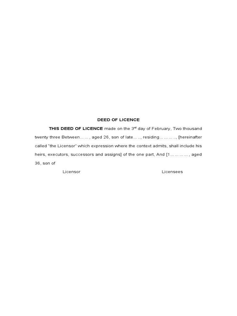 Deed of Licence | PDF | License | Law And Economics
