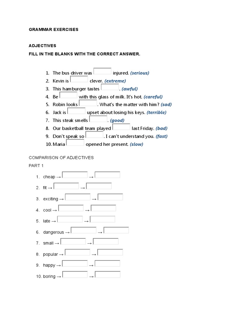 Grammar Exercises | PDF | Verb | Linguistics