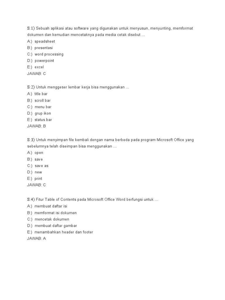 Kuis Microsoft Office: Word, Excel, PowerPoint | PDF | Metode & Bahan Ajar