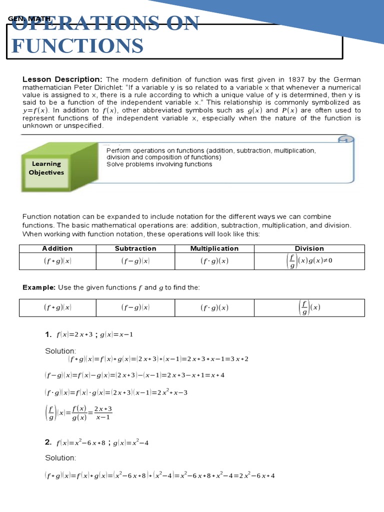 2 Operations On Function | Download Free PDF | Function (Mathematics) | Variable (Mathematics)