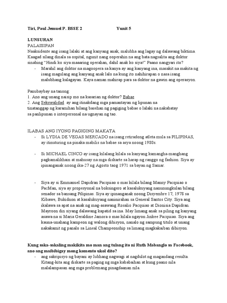 Tiri, Paul Jemuel P. BSSE 2 Yunit 5. | PDF