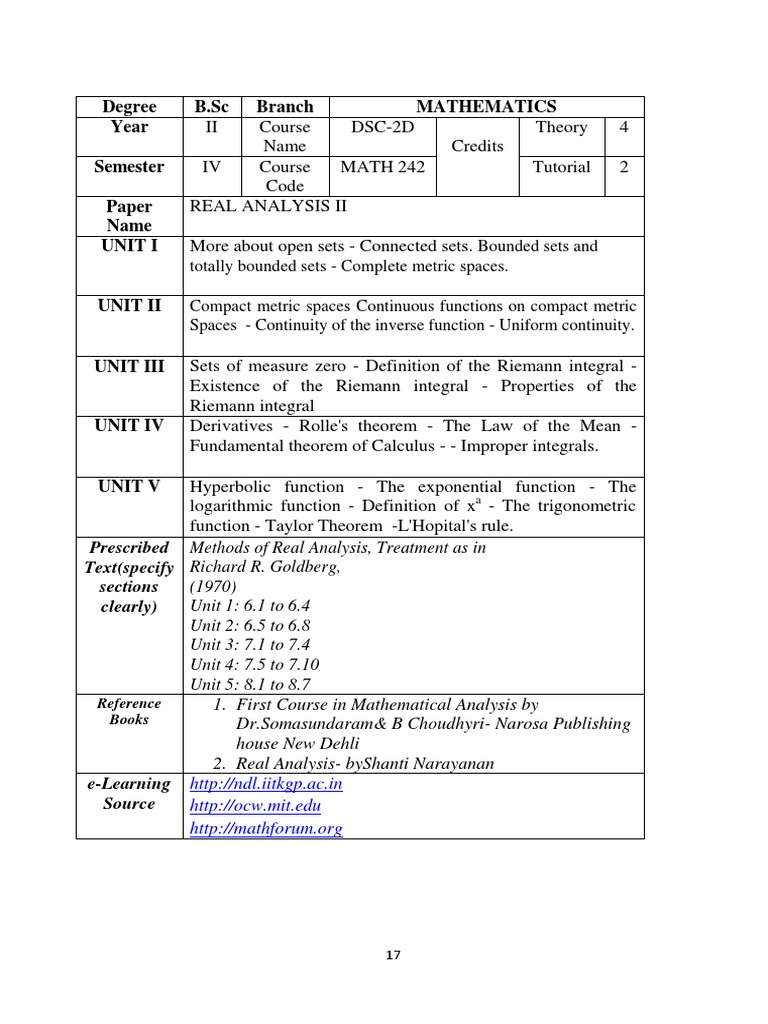 Real Analysis II Syllabus | PDF | Teaching Methods & Materials | Computers