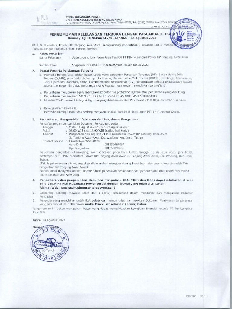 Pengumuman Rks 028 | PDF | Teknologi & Rekayasa