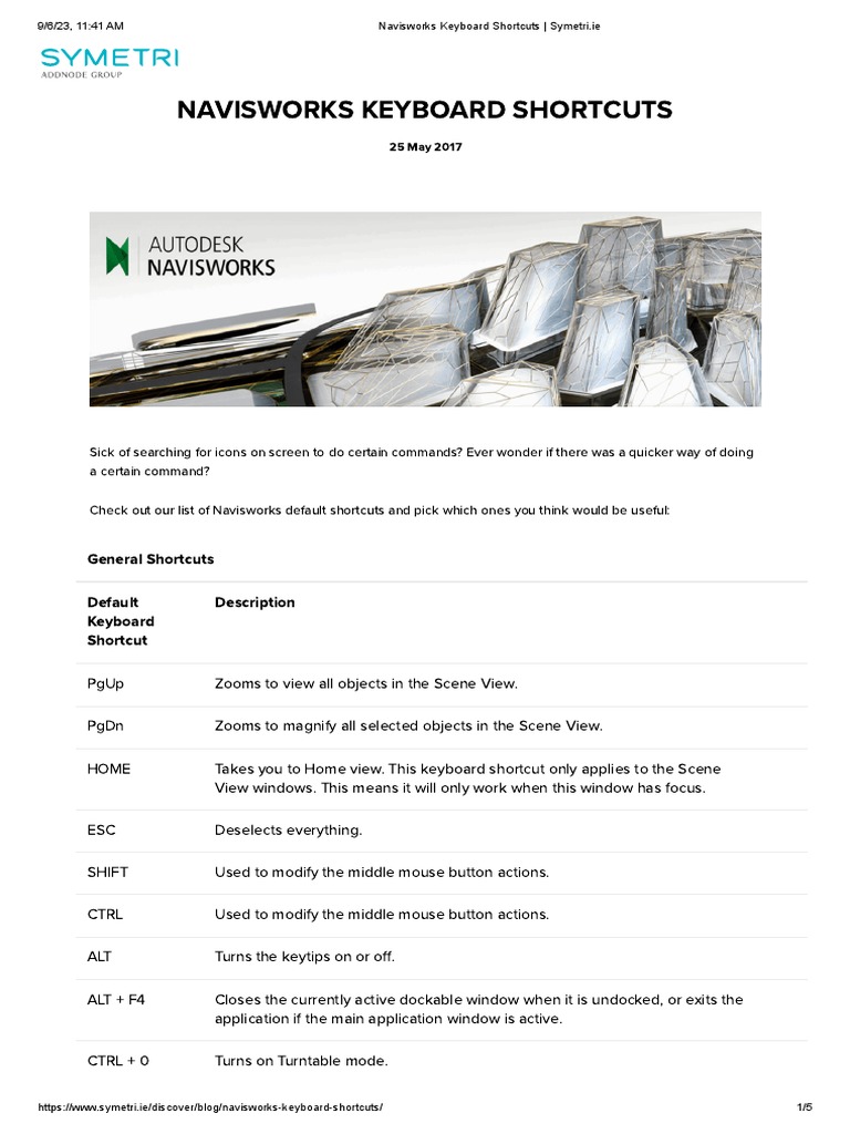 Navisworks Keyboard Shortcuts - Symetri - Ie | PDF | Keyboard Shortcut ...