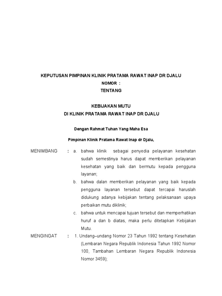 12.SK Kebijakan Mutu | PDF