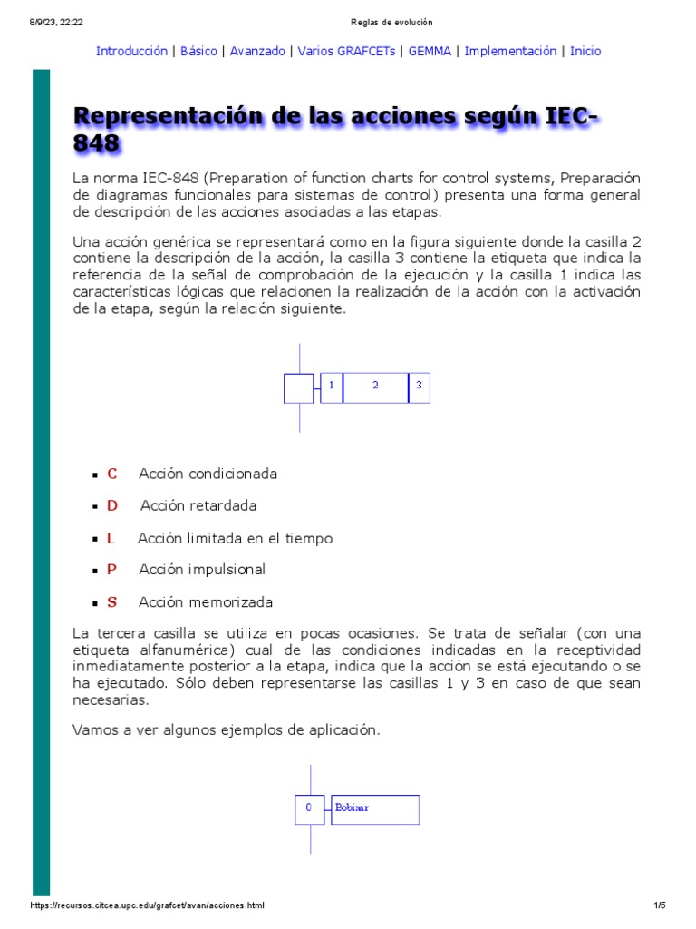 Reglas de Acciones en GRAFCET según IEC-848 | PDF | Informática ...