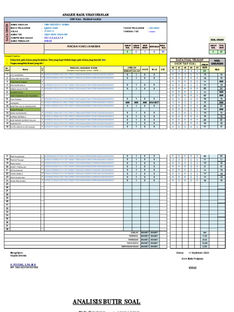 Blanko Nilai Xi Akl 2 Pai | PDF