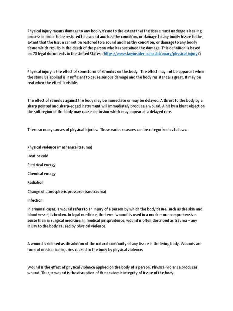 8a - The Nature of Physical Injuries | PDF