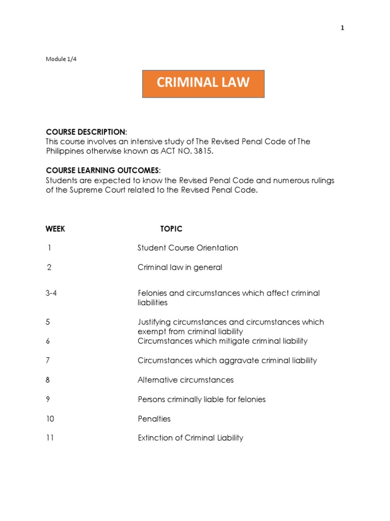Crim Law Module 1 | PDF | Criminal Law | Crimes