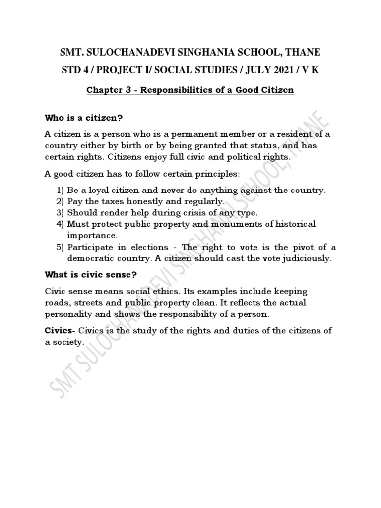 Responsibilities of Good Citizens | PDF | Citizenship | Property