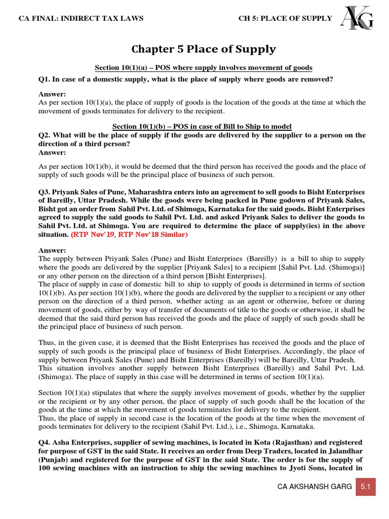 CHP 5 - Place of Supply | PDF | Payments | Economies