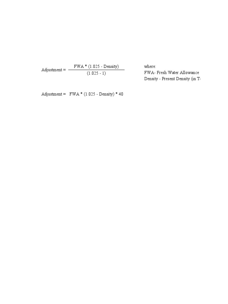 Fresh Water Allowance | PDF | Physical Geography | Mass