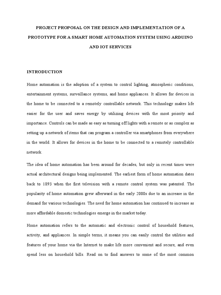 Project Proposal On The Design and Implementation of A Prototype For A ...