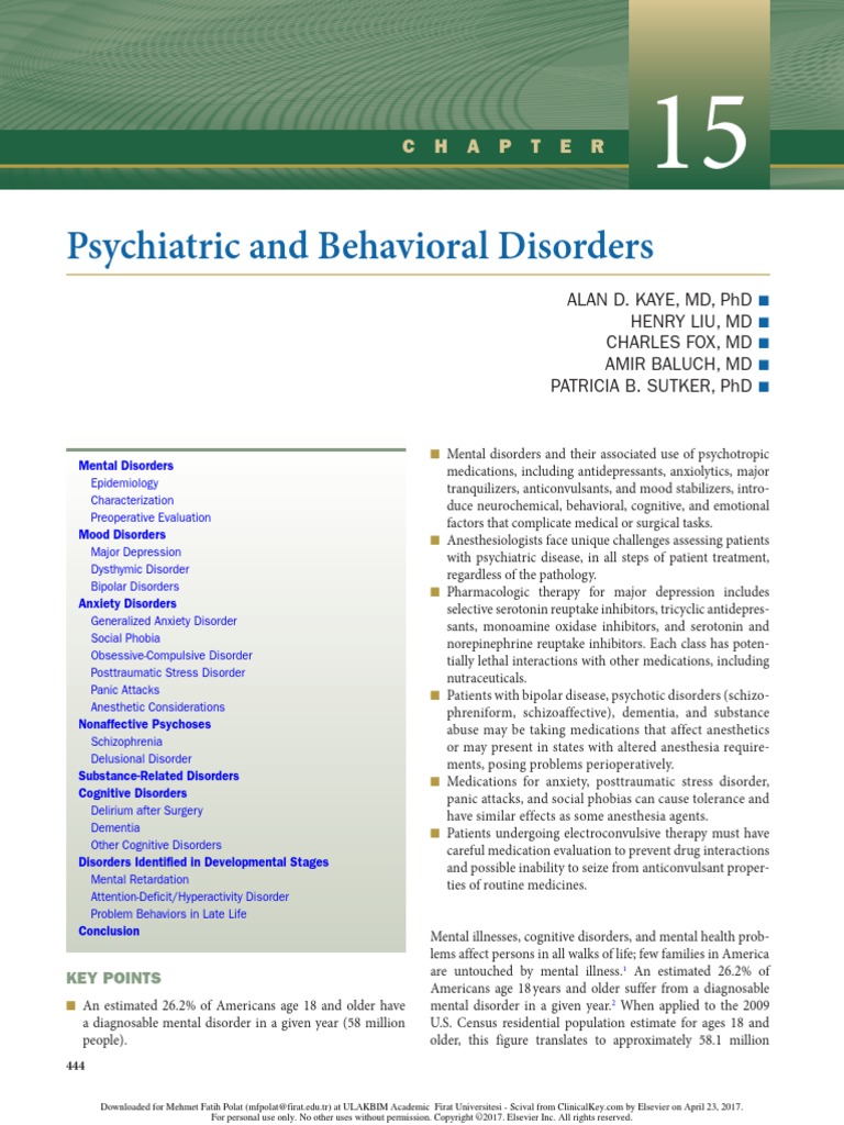 Psychiatric and Behavioral Disorders | PDF | Mental Disorder | Major Depressive Disorder