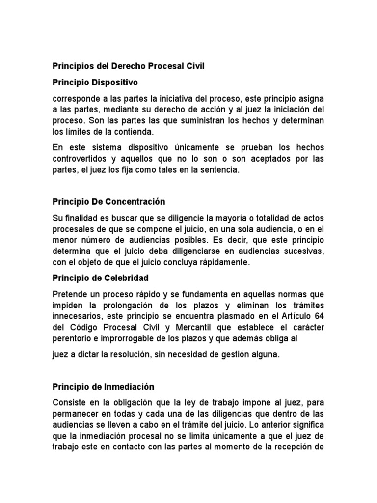 Principios Del Derecho Procesal Civil | PDF | Ley procesal | Procedimiento Civil