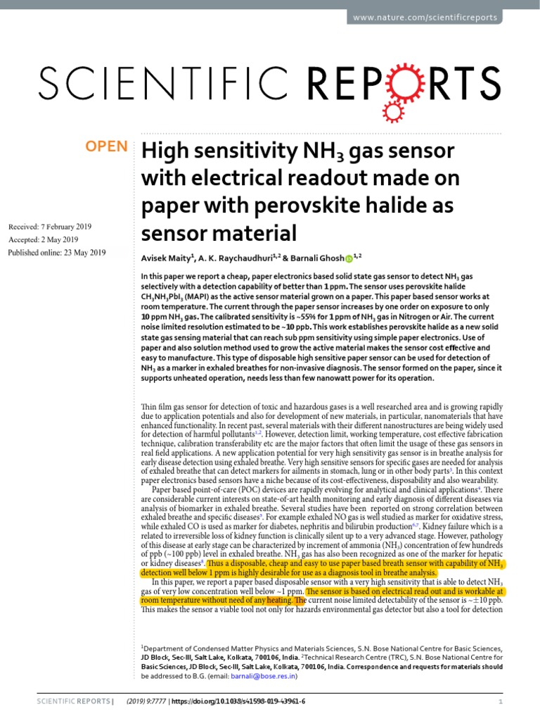 MAPI NH3 Gas Sensor | PDF
