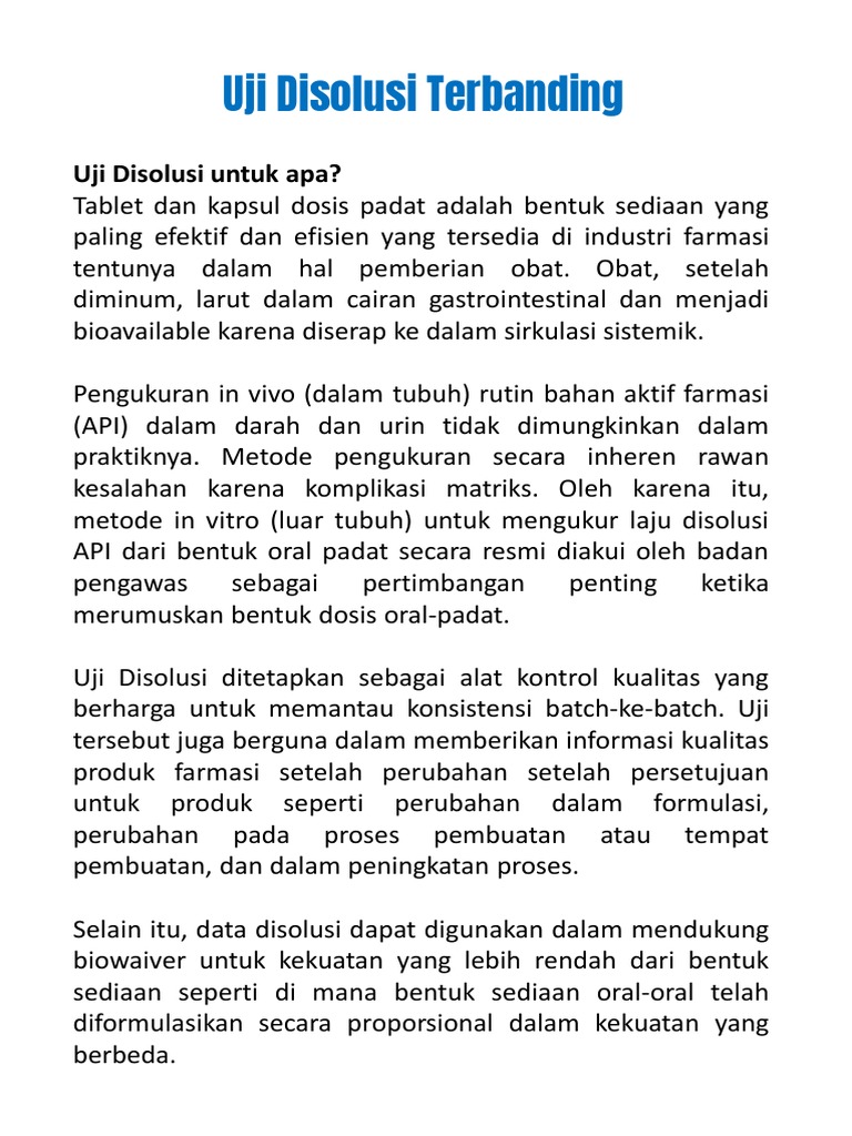 Uji Disolusi Terbanding | PDF
