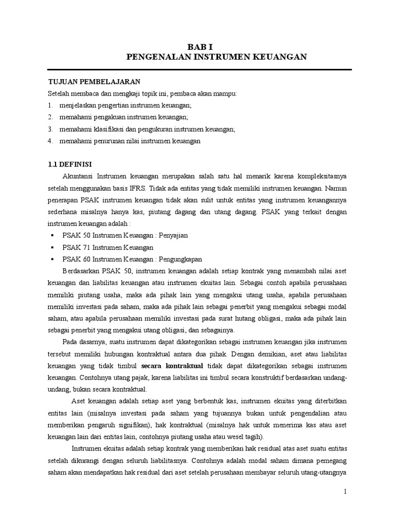 Bab 1 - INSTRUMEN KEUANGAN-Revisi 2021 | PDF
