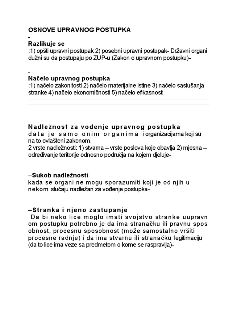 OSNOVE UPRAVNOG POSTUPKA | PDF