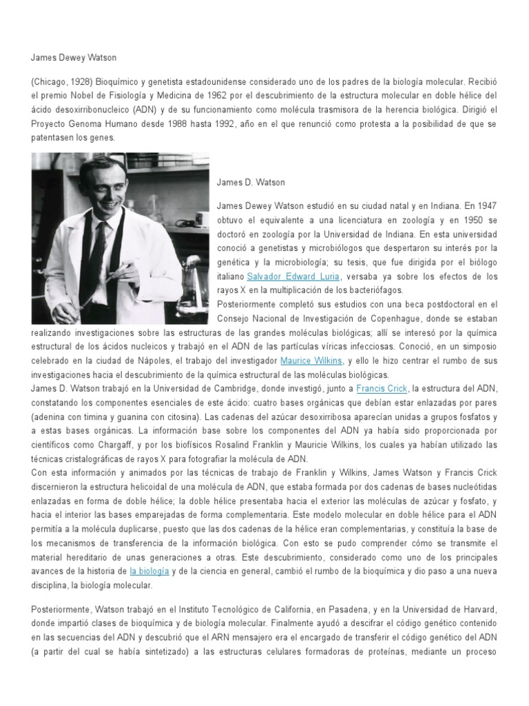 James Dewey Watson | PDF | James Watson | Adn