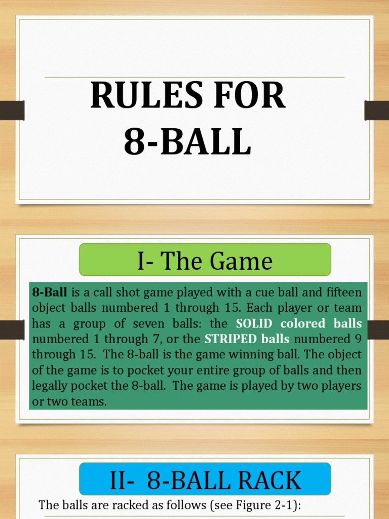 Rules for 8 Ball | PDF