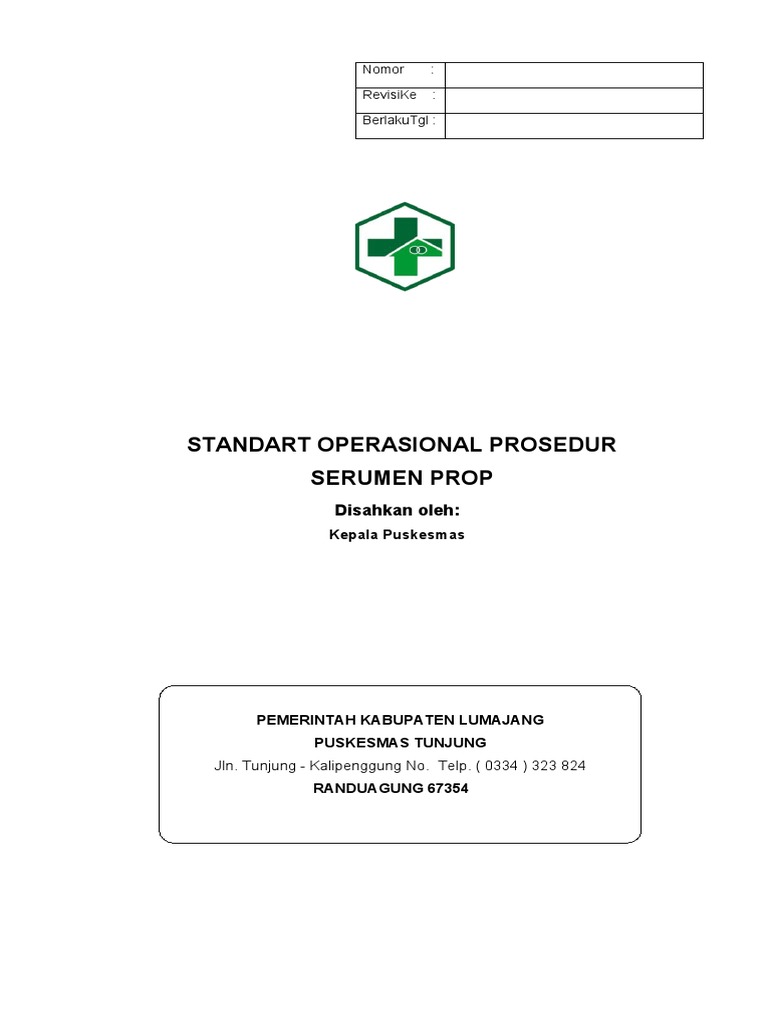 15 SOP Serumen Prop | PDF