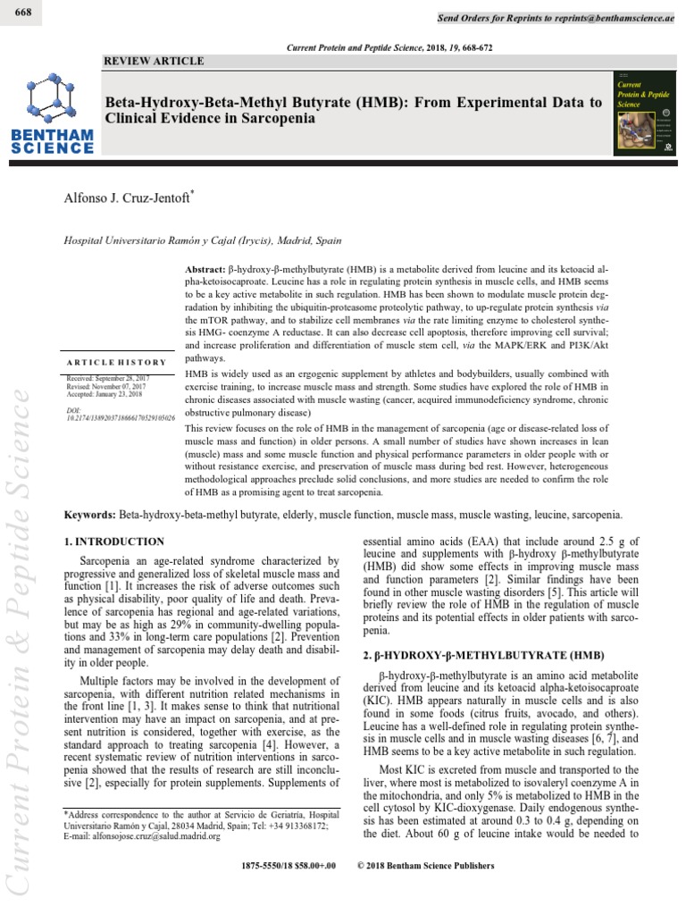 Beta-Hydroxy-Beta-Methyl Butyrate (HMB) - From Experimental Data To ...