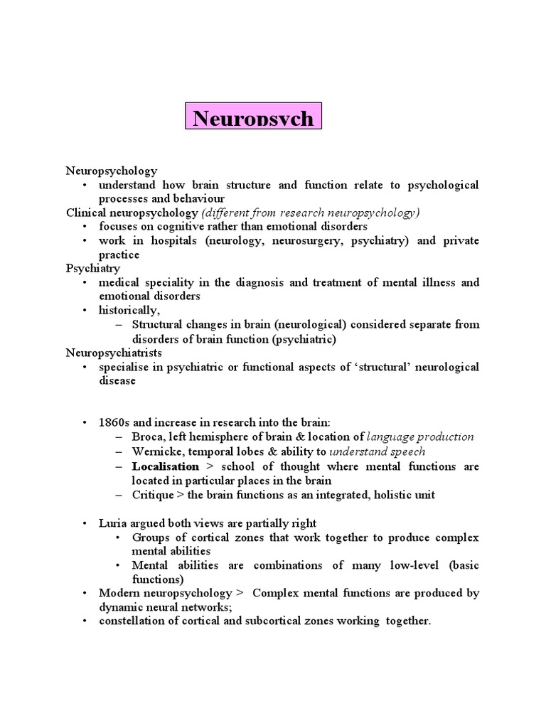 Neuropsychology | PDF | Neuropsychology | Medical Imaging