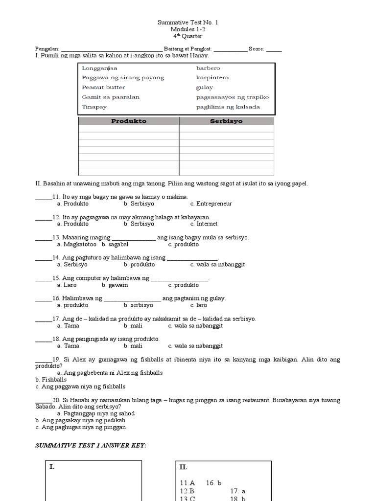 Q4 ST 1 GR.5 Epp With Tos | PDF