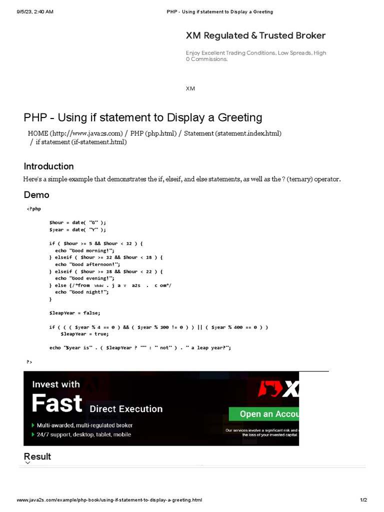 PHP - Using If Statement To Display A Greeting 07069564369 | PDF | Computer Programming ...