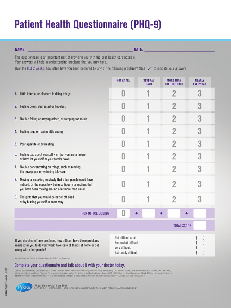 PHQ 9 English - PDF English PDF 1058 KB | PDF | Mental Health ...
