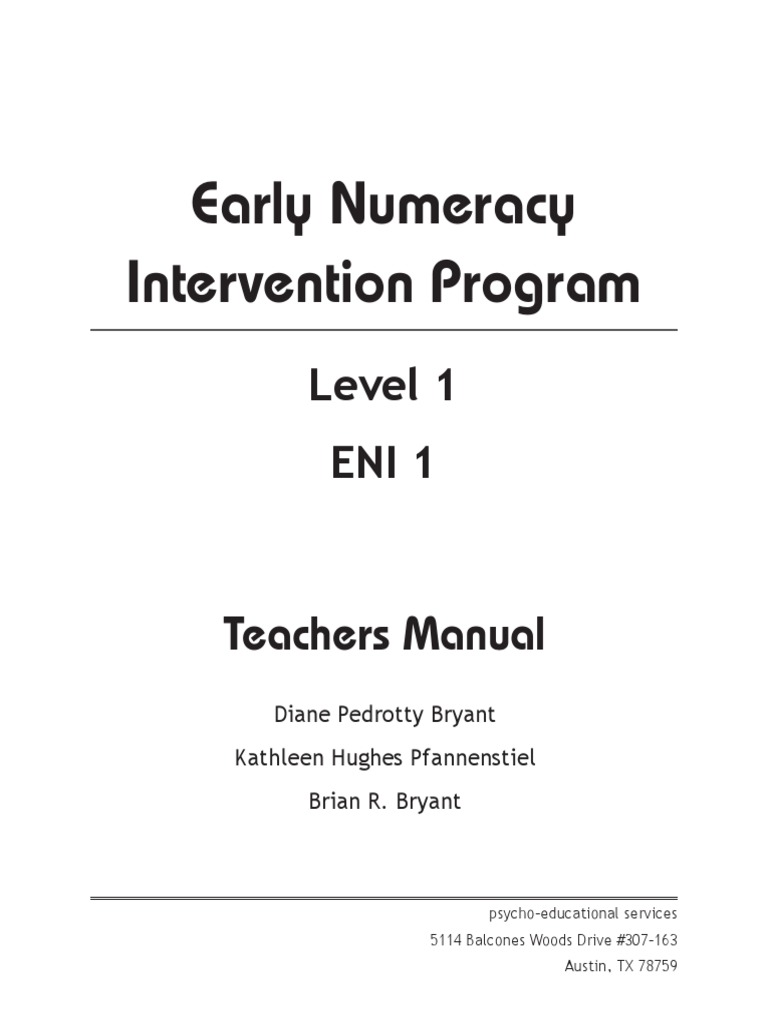 Early Numeracy Intervention Program Level 1 | PDF | Mathematics | Cognition