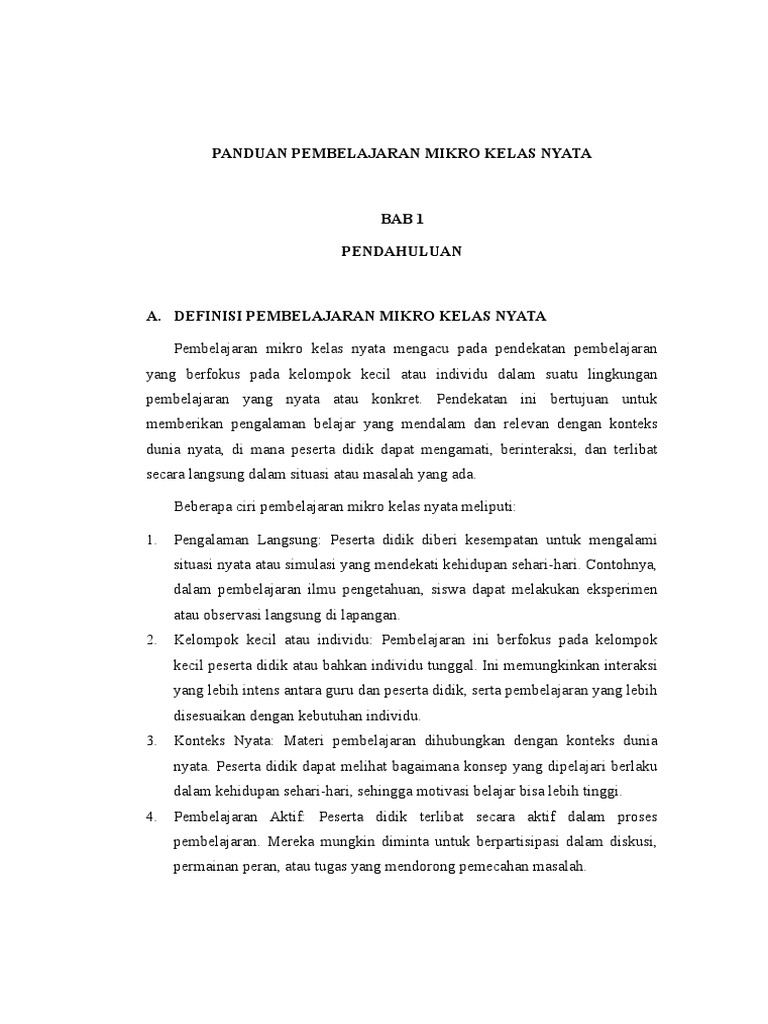 Buku Panduan Pembelajaran Mikro Kelas Nyata | PDF