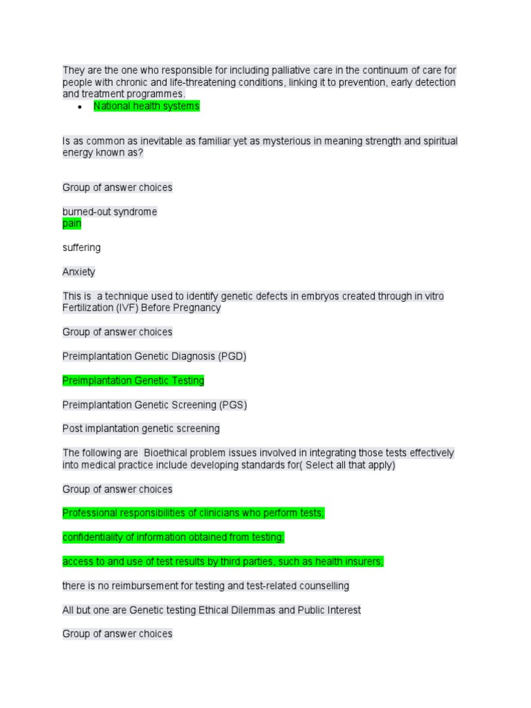 Fa5 Bioethics Quiz | PDF | Self-Improvement