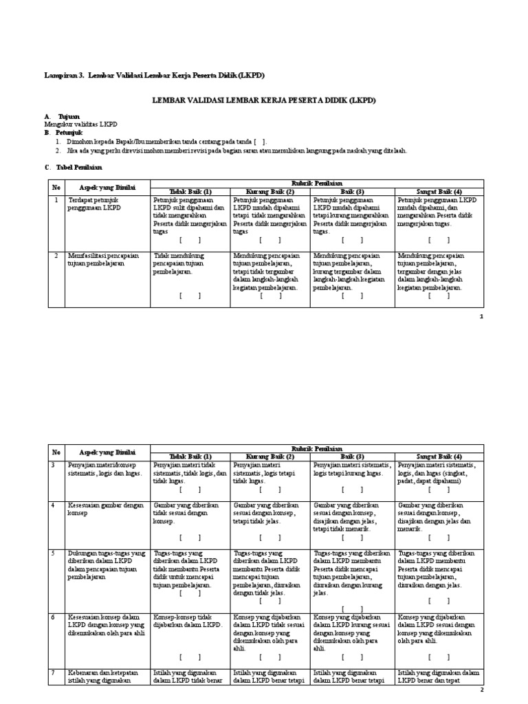 Lampiran 3 Lembar Validasi LKPD | PDF