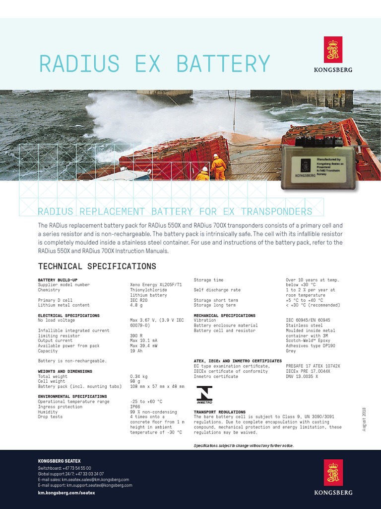 Datasheet Radiusexbattery | PDF | Energy Conversion | Electrical ...