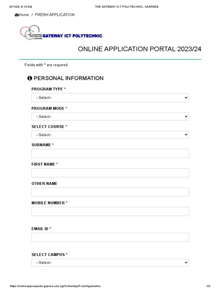The Gateway Ict Polytechnic, Saapade | PDF