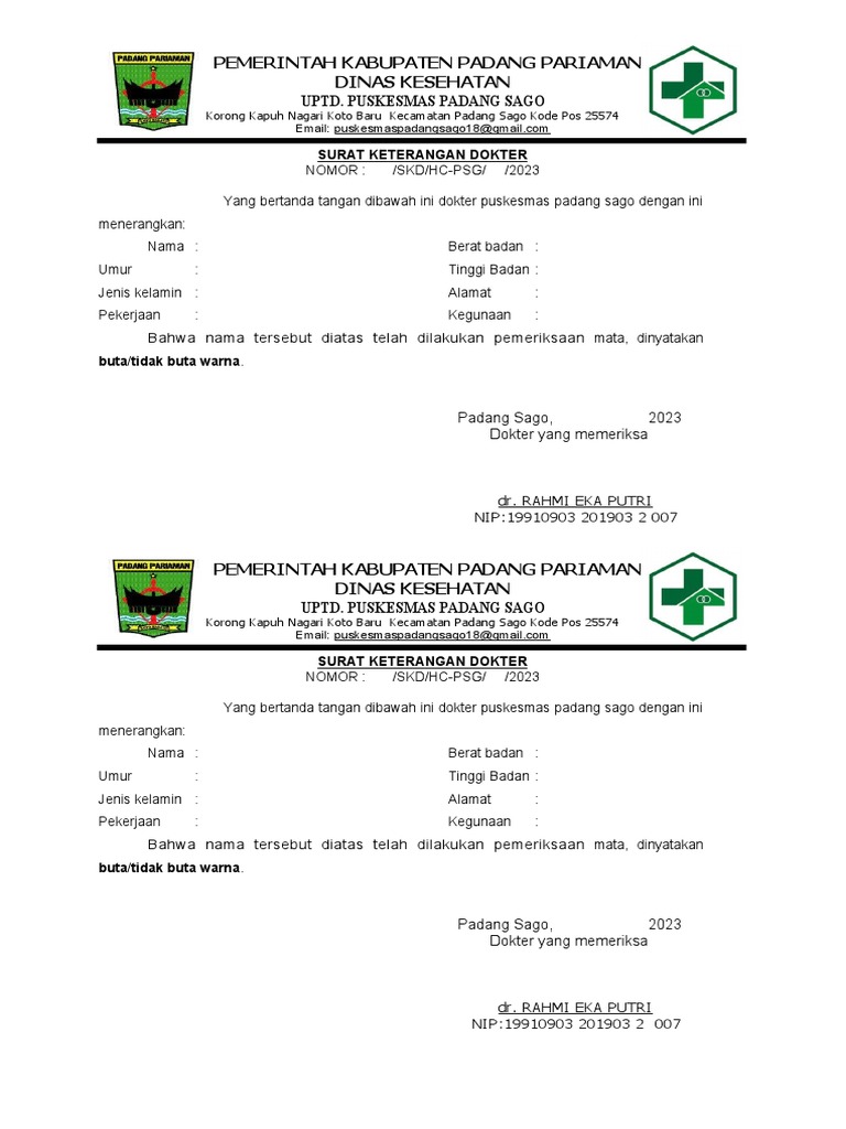 Surat Ket Buta Warna | PDF